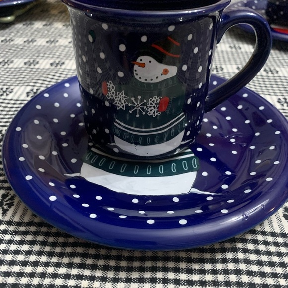 The Unbranded Brand | Dining | Snowman Navy Blue Dinnerware Set | Poshmark